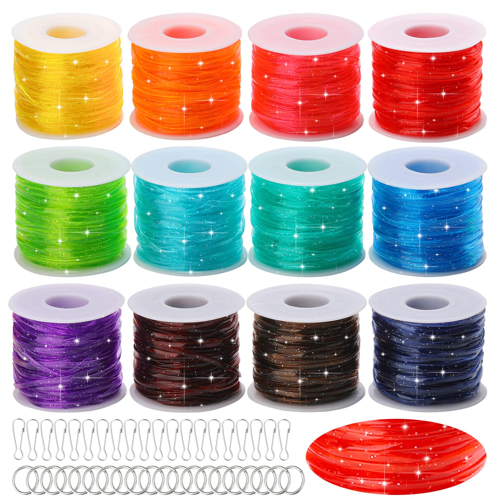 Plastic Lacing Cord, Acrsikr String Gimp Plastic Lacing Cord for Bracelets Scoubidou Craft Kits (8) (8Ft, 20)