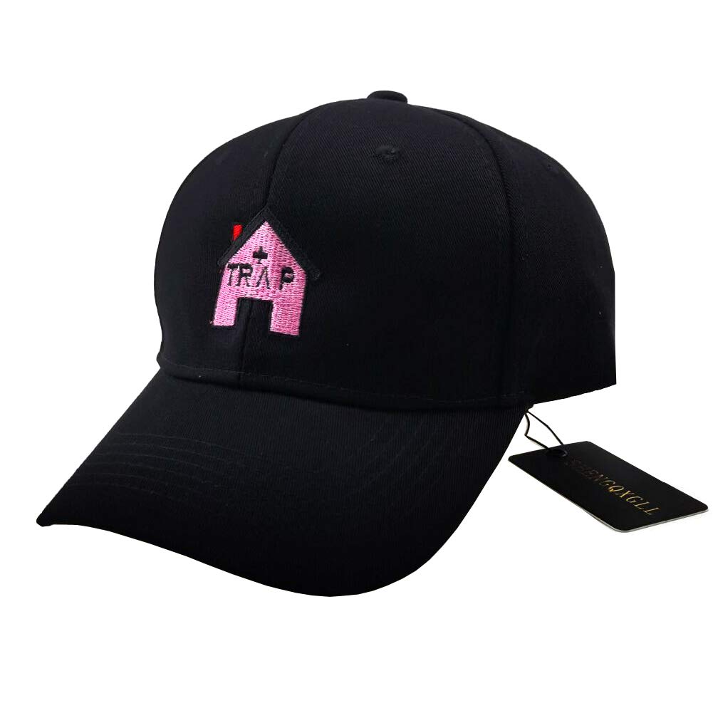 SHENGQXGLL Trap House Baseball Cap Embroidery Trap Music 2 Album Rap Dad Hat Hip Hop Hat Snapback Cap (Black)