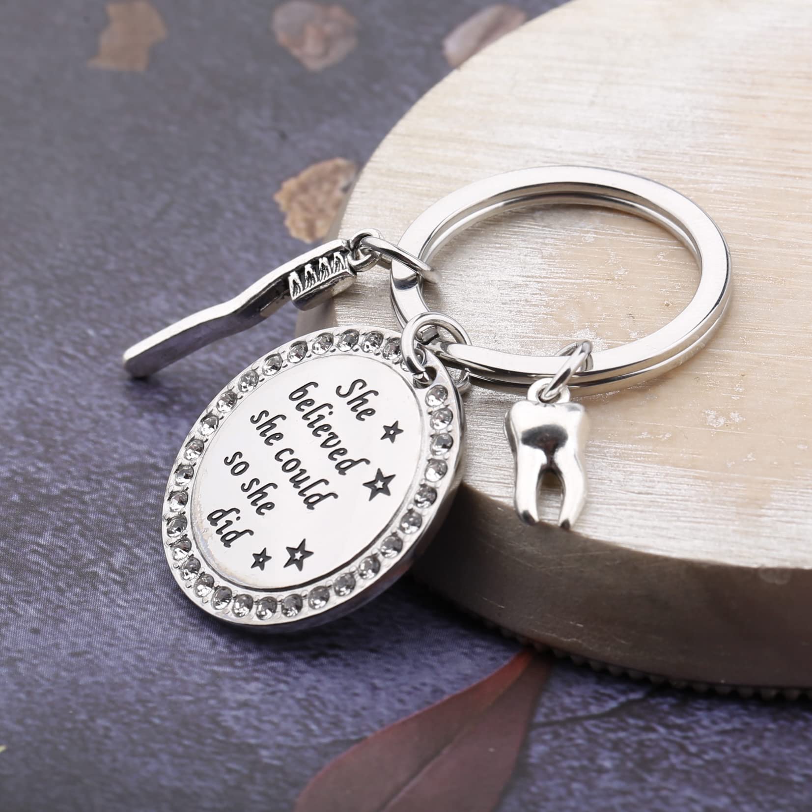 YWQBZ Dentist Jewelry Dentist Keychain She Believed She Could So She Did Keychain Dentist Graduation Gift (Dentist-she believed KS)