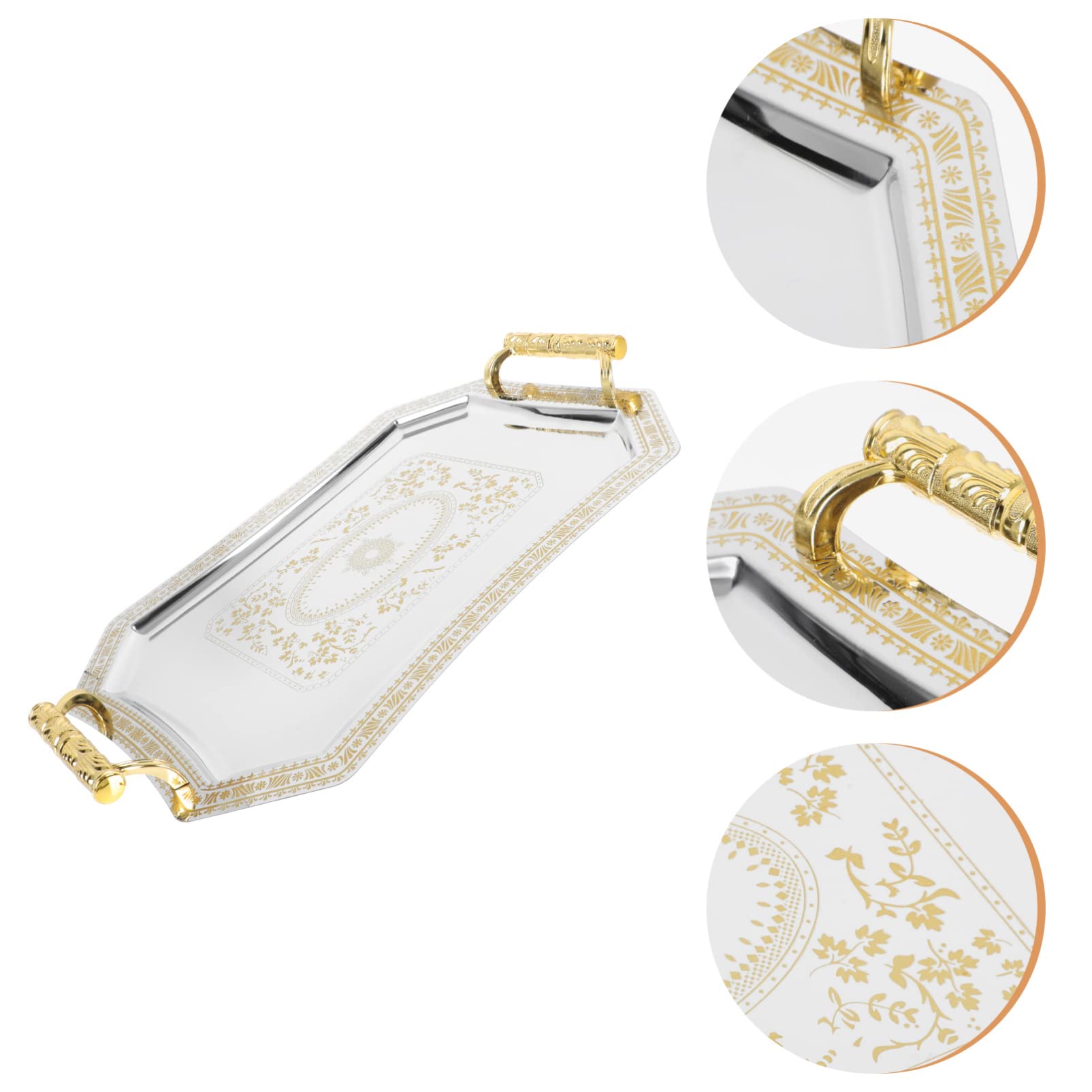 Zerodeko 2 pcs Nuts Platters Golden Holder Snacks Condiments Restaurant Trays Tray Storage Serving Jewelry Dessert Steel Metal with Kitchen Vintage Handles Platter Table Stainless Service