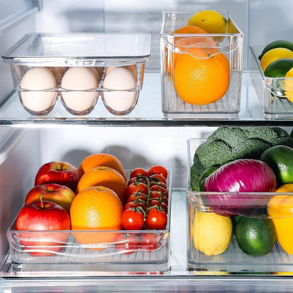 Refrigerator Liners 6 PCS Waterproof Translucent Fridge Liner, Washable Clear Refrigerator Mats (QX114)
