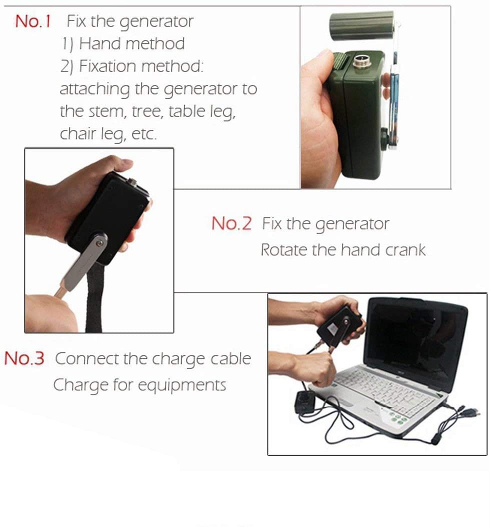 Yengsen Hand Crank Generator 30W 0-28V Portable Dynamo Phone Charger Military for Outdoor Mobile Phone Computer Charging with USB Plug (Green)