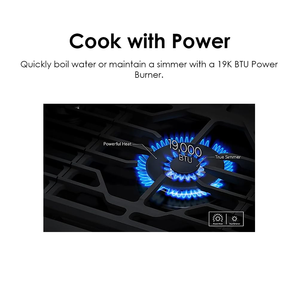 SAMSUNG 30" Built In Smart Gas Cooktop with Illuminated Knobs, 5 Burners, Black Stainless Steel, NA30N6555TG/AA
