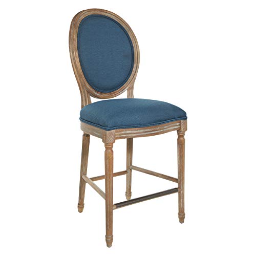 OSP Home Furnishings Lillian Counter Stool with Azure Fabric in Brushed Frame K/D 26"