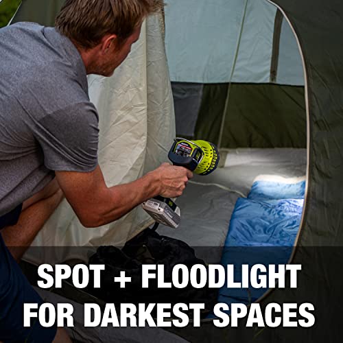 Sun Joe 24V-1500FL-CT 24V IONMAX Cordless 1500-Max Lumen LED Handheld Flashlight/Spotlight/Floodlight, 700-Yard Illumination, 90-Degree Pivot Head, Belt Hook, Tool Only, Green