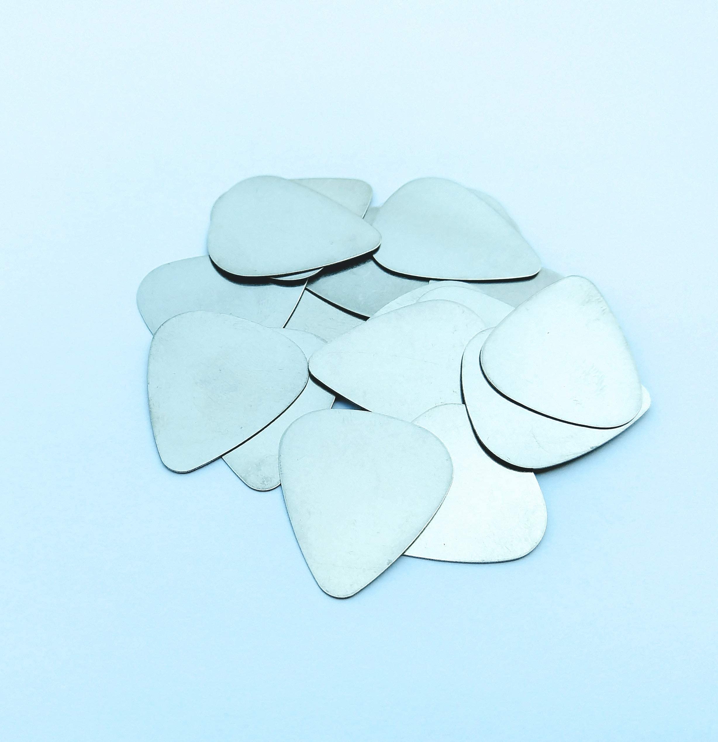 Pack of 20 Stainless Steel Metal Guitar Picks for Bright, Vibrant Sounds Long Lasting Durable Epic Accessories with Tin Can Carrying Storage Case