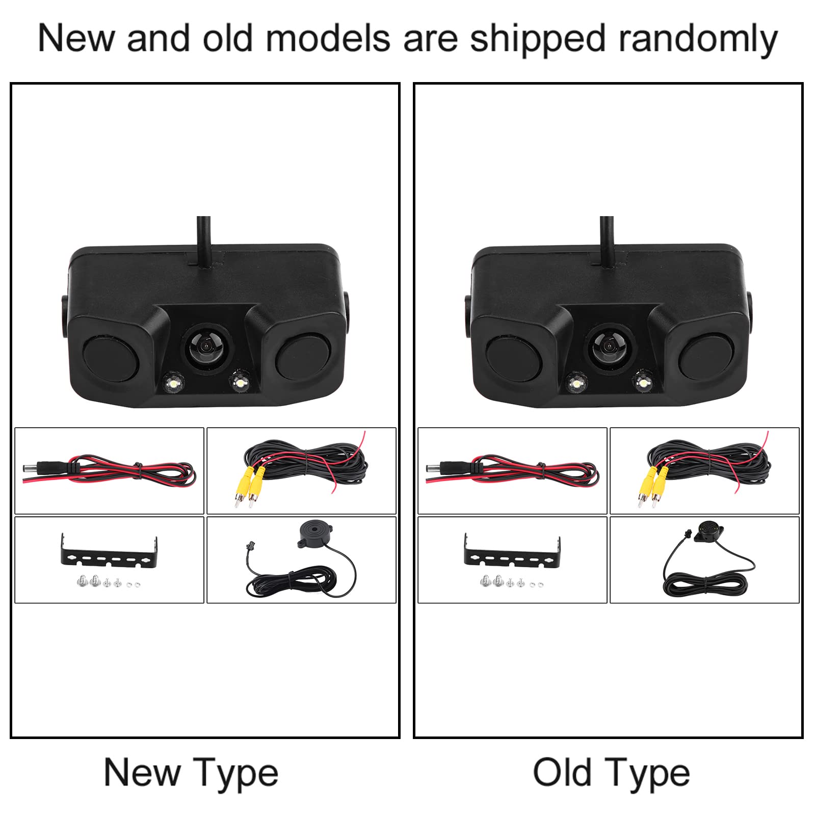 Qiilu 3 in 1 Car Backup Camera Reversing Video Rearview Camera with Backup Radar System Detector and Parking Sensor, Waterproof for Universal Vehicles