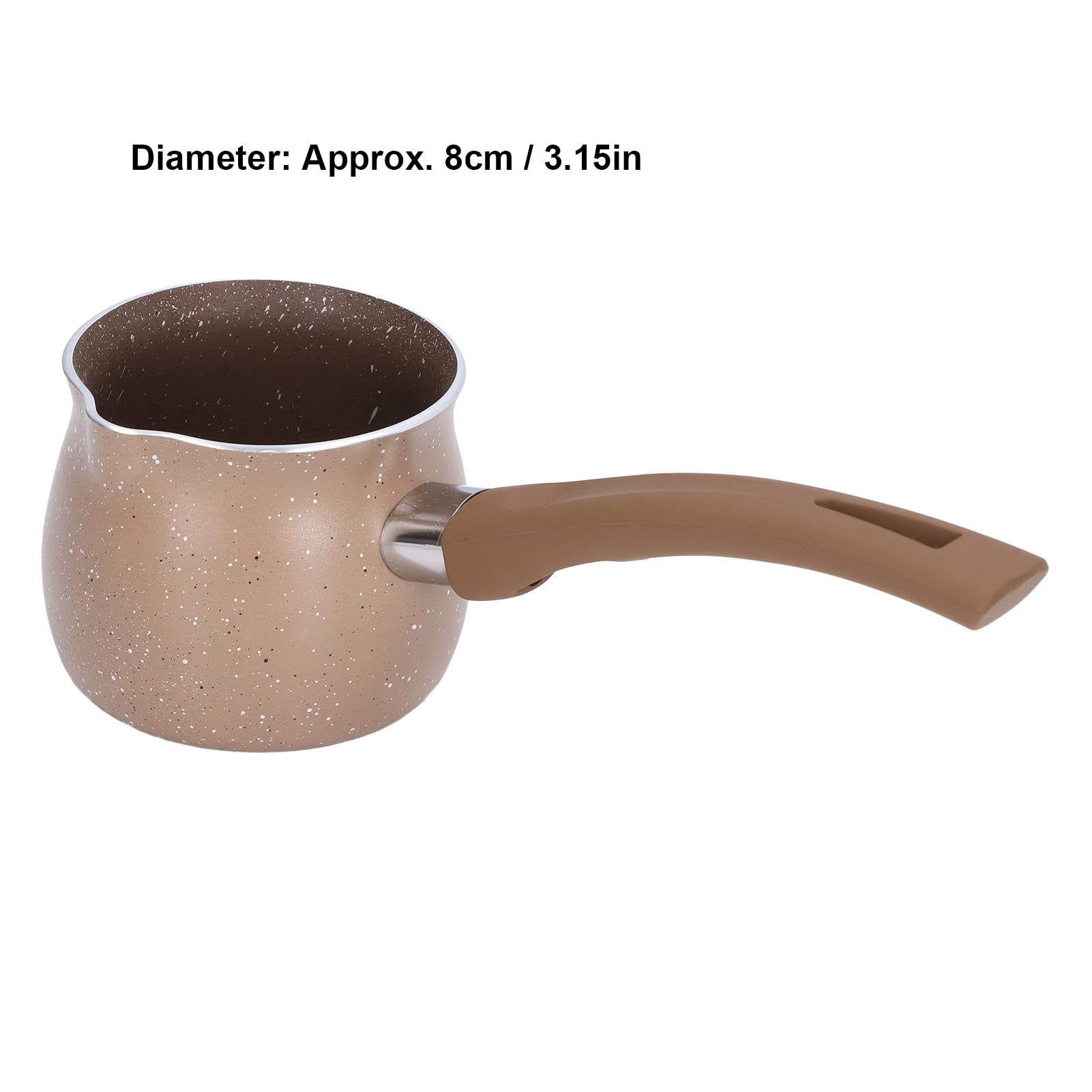 Yosoo Non Stick Milk Pan, 8cm Stay Cool Handle Aluminum Alloy Cooking Pot with Non Drip Double Pouring Lip for Coffee Butter Chocolate(Coffee)