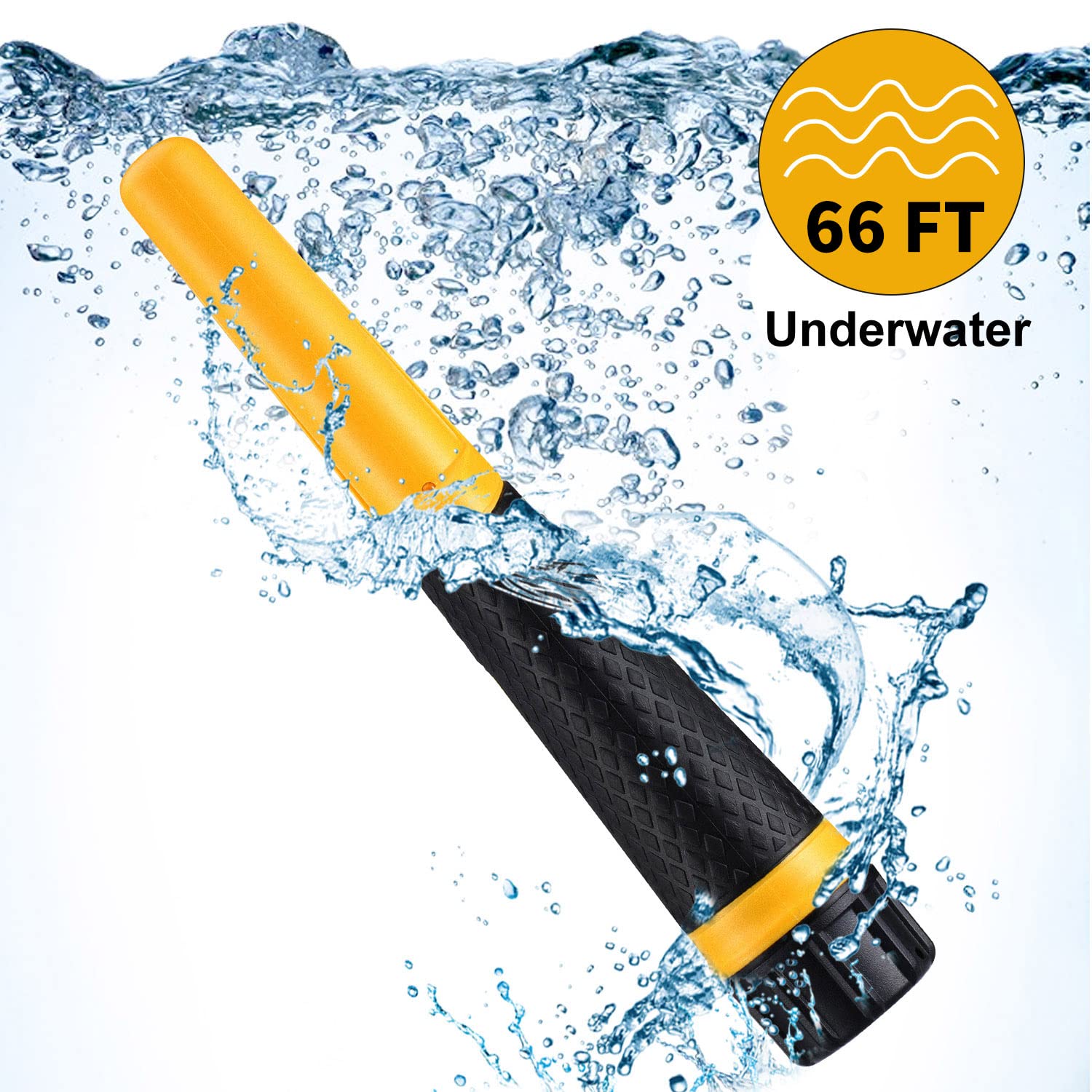 SAKOBS Metal Detector Pinpointer Wand: 5" Detection Depth, IP68 Fully Waterproof, Up to 66 Feet Underwater, 360°Detection Handheld Pin Pointer, 3 Modes (Buzzer, Vibration,Sound) for Adults & Kids