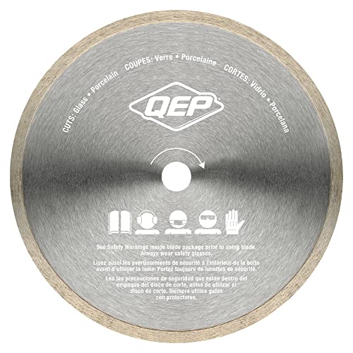 QEP 6-7007GL 7-Inch Continuous Rim Glass Tile Diamond Blade, 7mm Rim Height, 5/8-Inch Arbor, Wet Cutting, 8730 Max RPM
