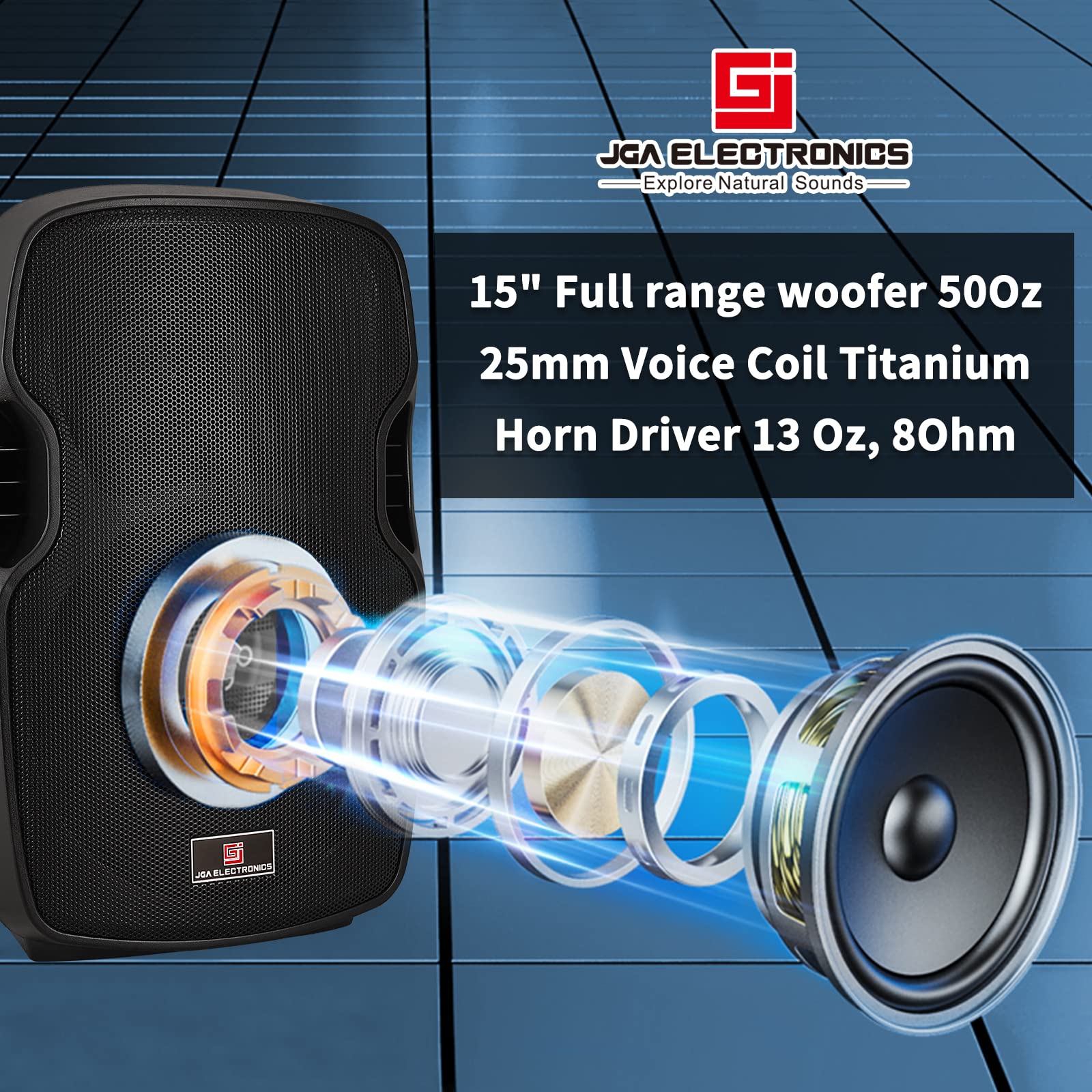 Powered PA Speakers,2-Way 15 Inch Pair Built in Bluetooth USB SD Card Line-in and Portable DJ Speakers System with Wired Microphone,Standing Tripods and Remote Control.…