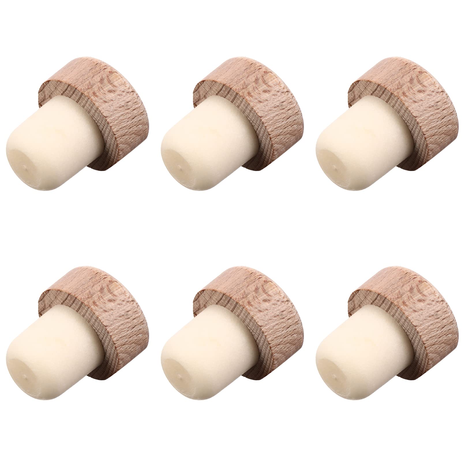 Wine Bottle Stopper 6 Pcs- Natural Soft Wooden Wine Stoppers for Wine Bottles- T Shaped Wine Corks Replacement Corks for Wine Beer Bottle, Glass Bottles, DIY Craft wine saver wine bottle stopper