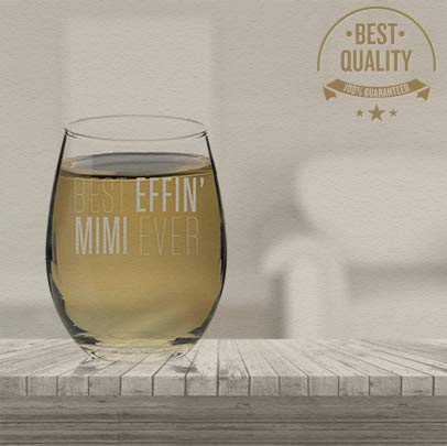 Veracco Stemless Wine Glass Best Effin' Mimi Ever (Clear, Glass)