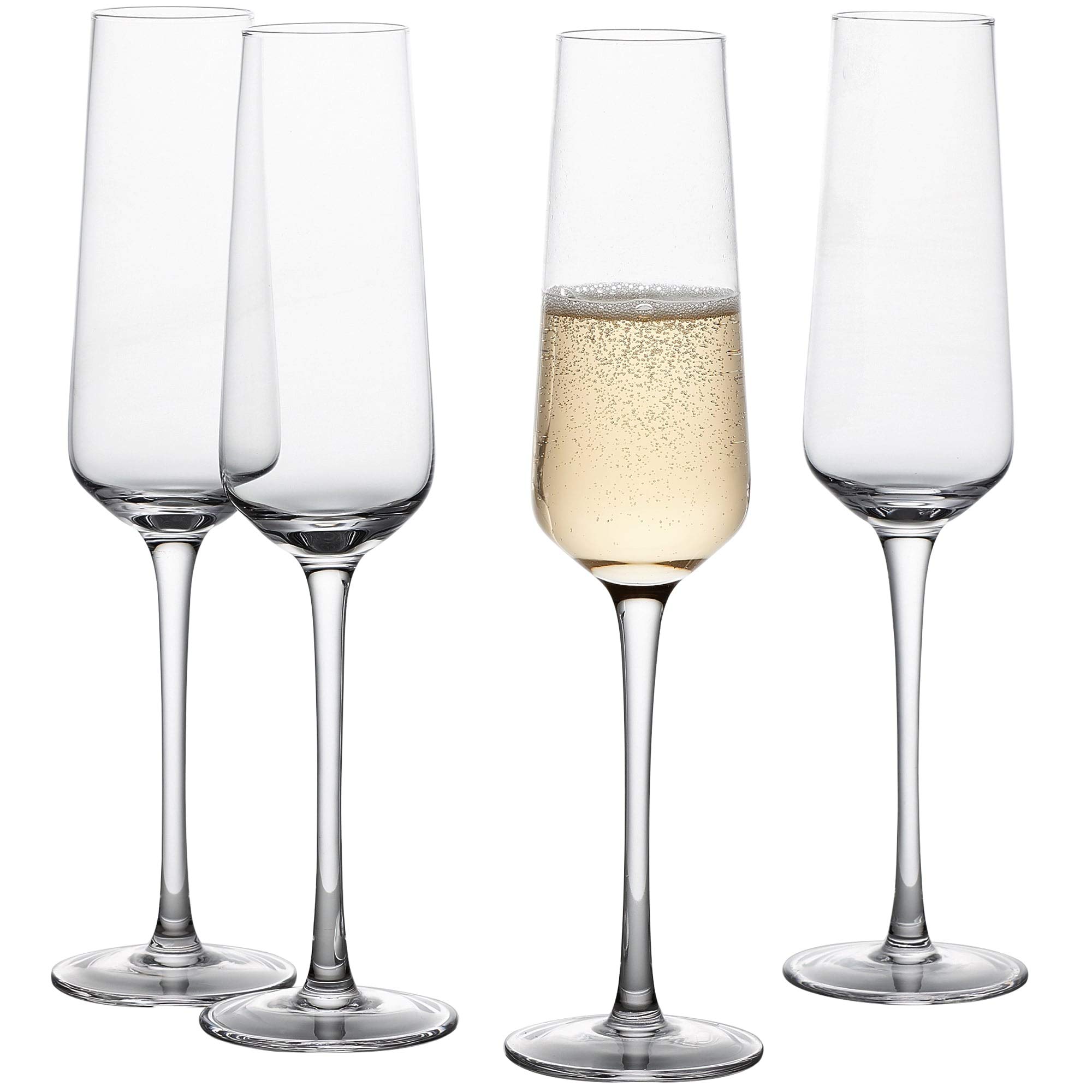 Vintorio GoodGlassware Champagne Flutes (Set Of 4) 8.5 oz â Tall, Long Stem, Crystal Clear, Classic, and Seamless Tower Design - Dishwasher Safe, Quality Sparkling Wine Stemware