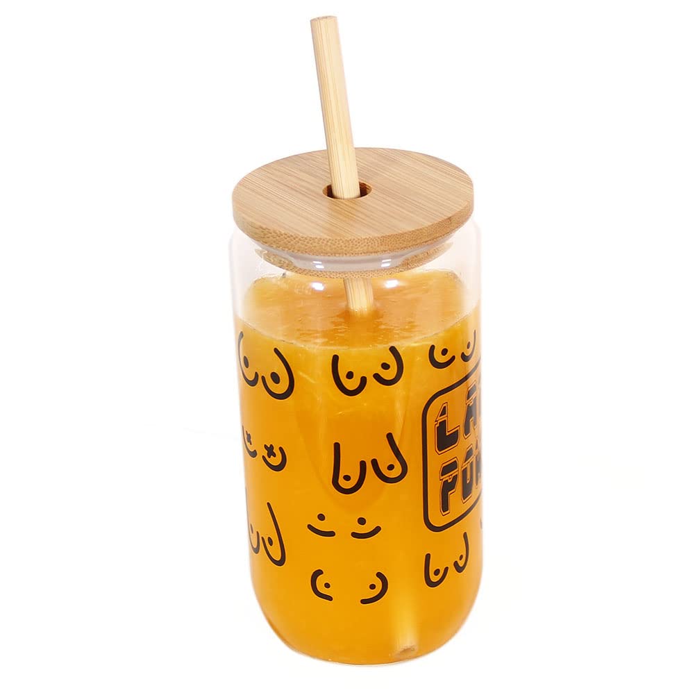 TAOHUAJIANG 16 oz Iced Coffee Cup with Bamboo Lids and Straws Mason Jar Cups and Iced Coffee Tumbler with Lid and Straw Glass Cups