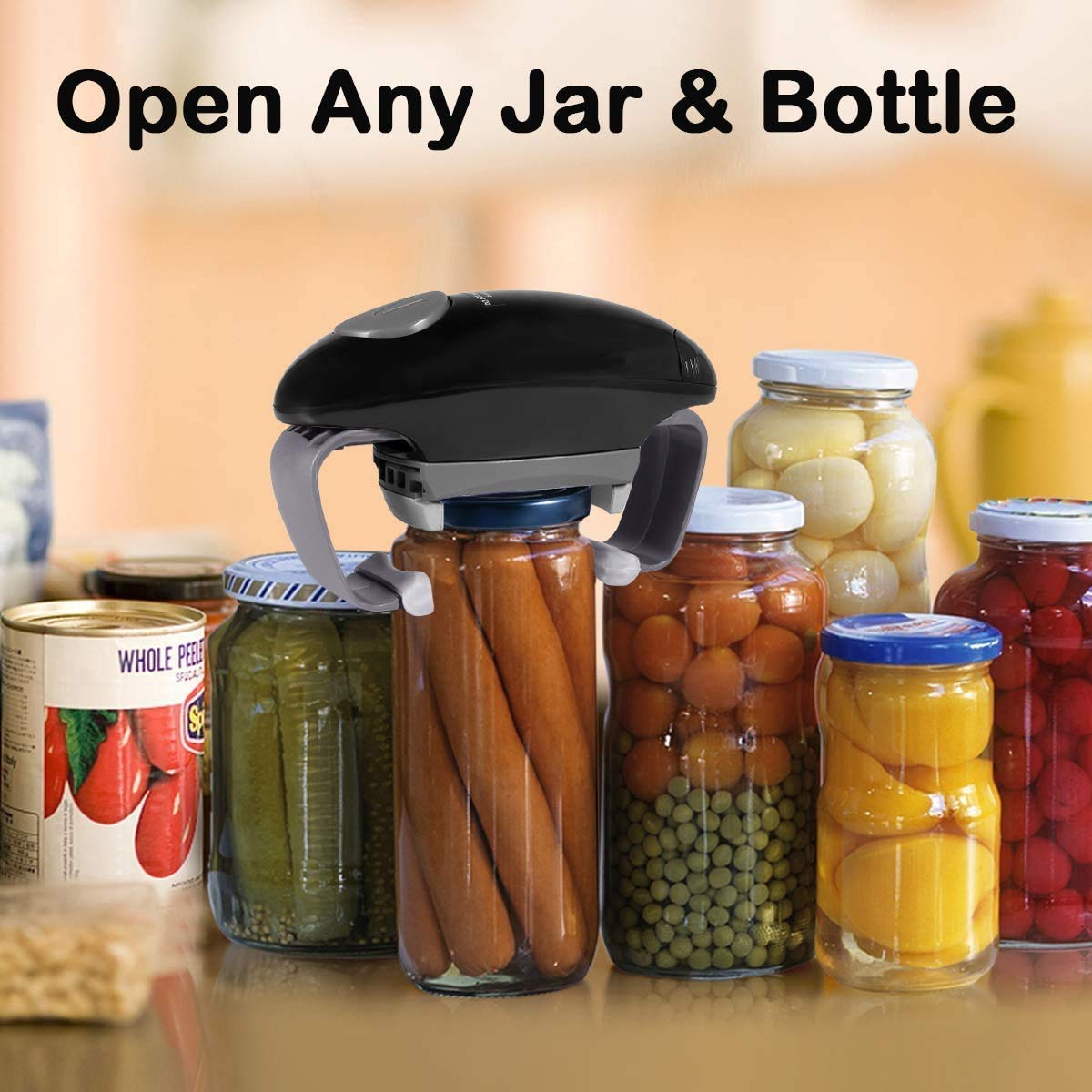Vitorun Electric Jar Opener, One Press Bottle Opener for Seniors with Arthritis, Restaurant FullāAutomatic Hands Free Jar Opener(Black)