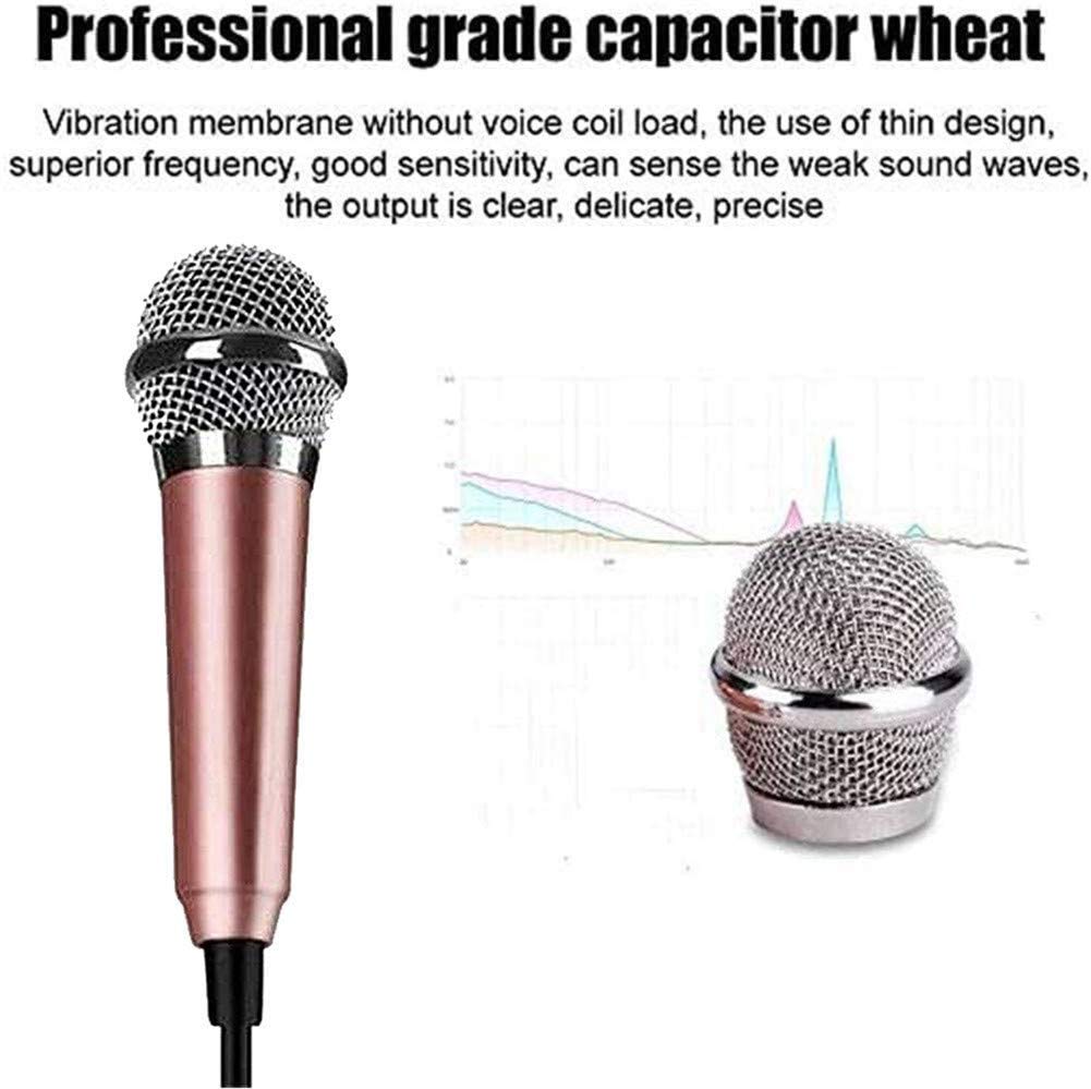 Mini Portable Vocal Microphone for Mobile Phone, Computer, Tablet, Recording Chat and Singing(Rose Gold)