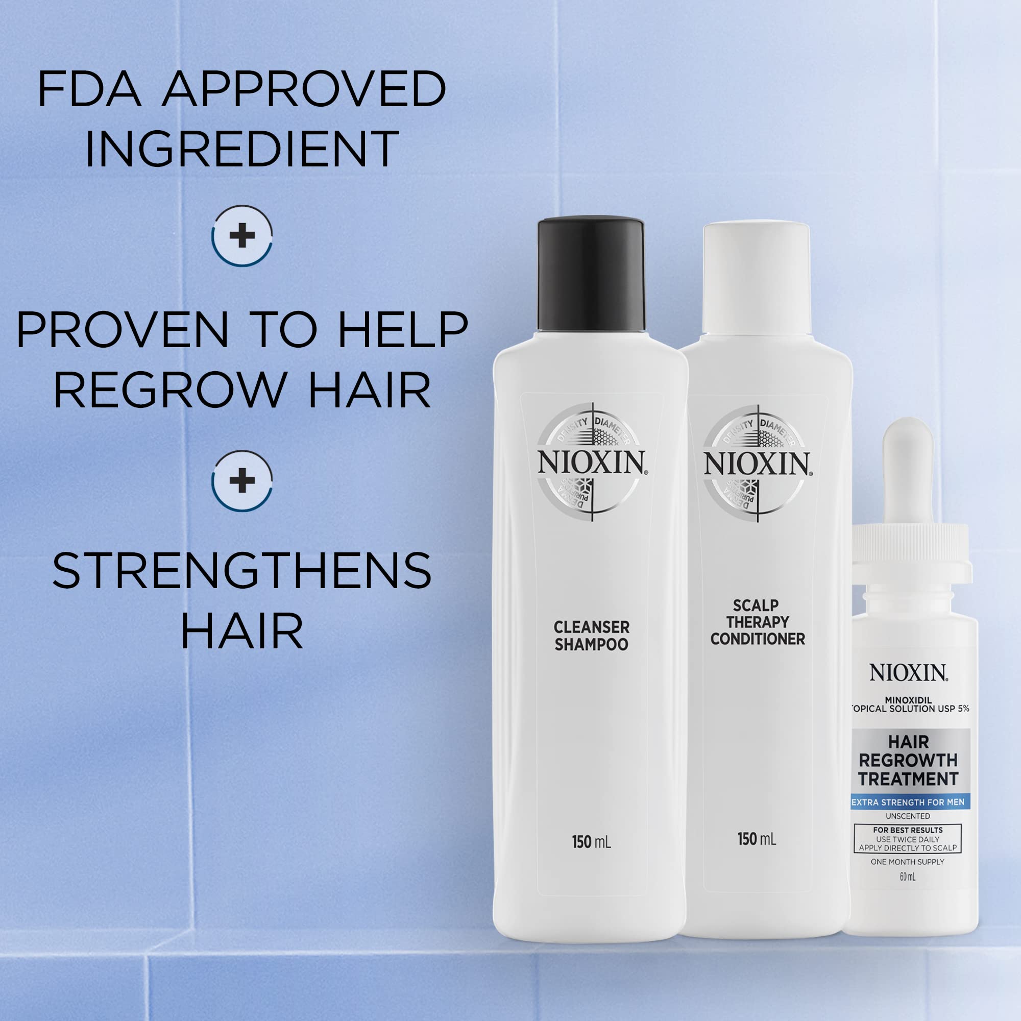 Nioxin Hair Regrowth Treatment for Men with Minoxidil 5%, 3 Month Supply, 6 oz