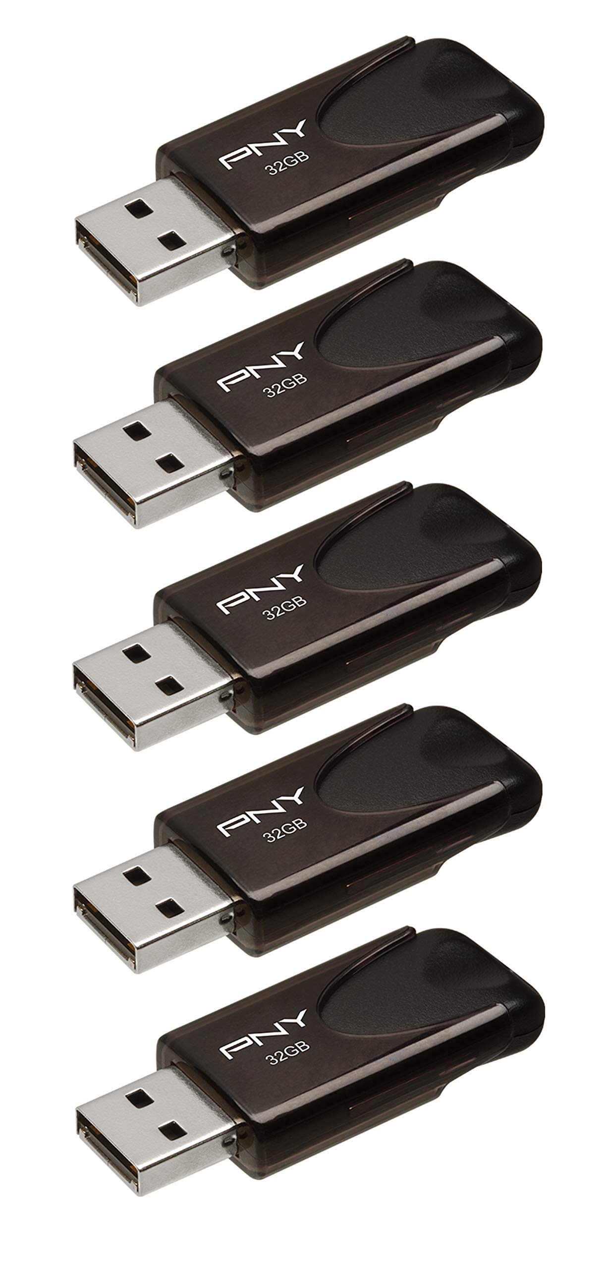 PNY 32GB Attaché 4 USB 2.0 Flash Drive 5-Pack,Black