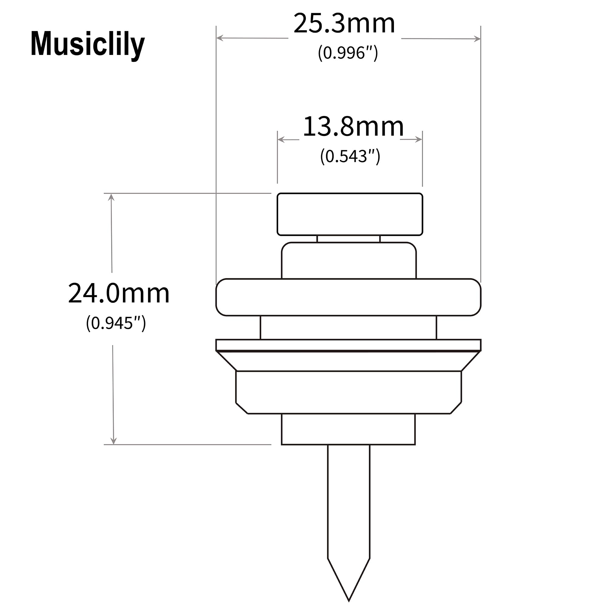 Musiclily Flat Head Guitar Big Strap Locks System Schaller-Style Straplocks Parts for Electric Acoustic Guitar Bass,Gold(Pack of 2)