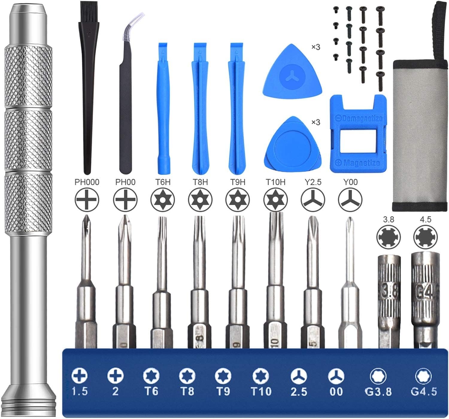 Showpin Game Repair screwdriver Kit: 23N1 MIni screwdriver set with Xbox Y00 T6 T8 T9 T10 Bit for Video Game Console controller for Nintendo Switch JoyCon PS4 PS5 Xbox