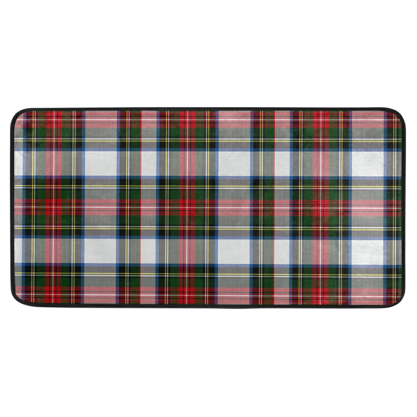 Tartan Plaid Kitchen Rugs Comfort Soft Standing Mats Water Absorb Microfiber Non Slip Kitchen Rug Bathroom Mat Checkered Doormat Carpet 39" X 20"