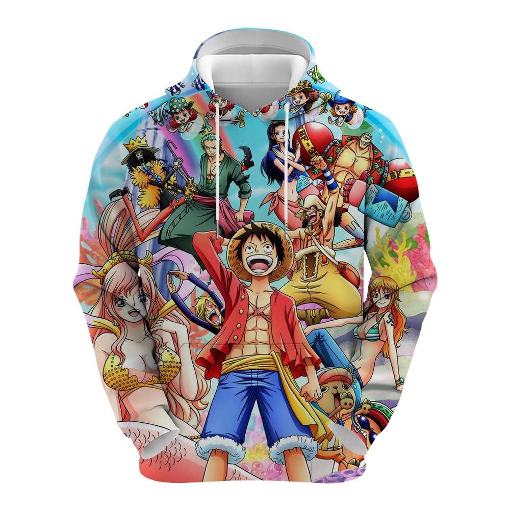 PEKENAR Anime Hoodie 3D Printed Novelty Hoodies Unisex Cosplay Pullover Sweatshirts Youth/Adults Medium