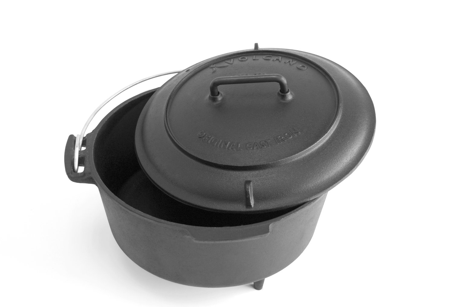 Volcano Grills Cast Iron Vintage Style Dutch Oven for Camping, 8 quarts, Black