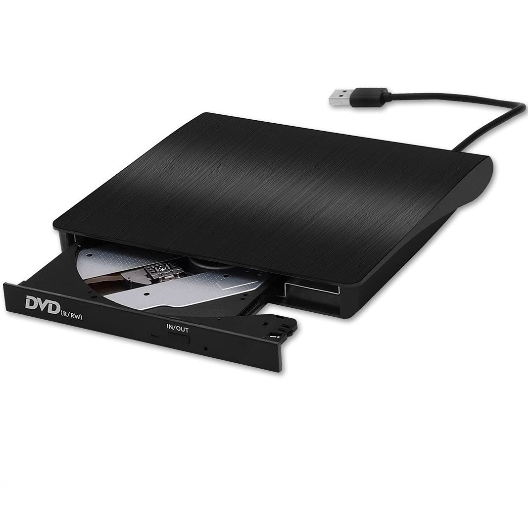 OOCLCURFUL External CD Drive, USB 3.0 Slim DVD Writer Rewriter Burner High Speed Data Transfer for Desktop/Laptop/Linux/Mac OS/Windows10/8/7 (2021 Upgrade, Black)