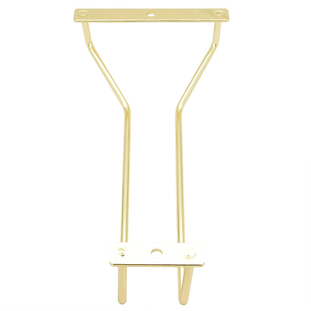 zoohot 22.5cm Wine Glass Rack - Under Cabinet Stemware Wine Glass Holder Glasses Storage Hanger Metal Organizer for Bar Kitchen, Gold Finish (1 Rows, 1 Pack)