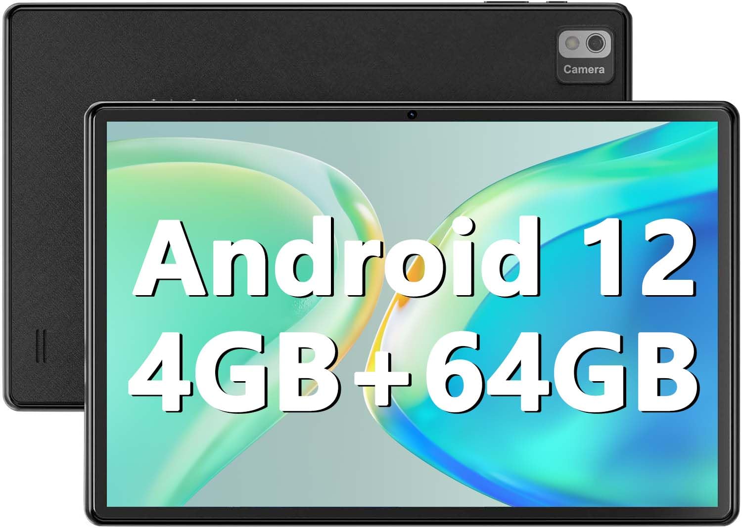 SGIN 4GB RAM 64GB ROM Tablet, 10 Inch 1280 * 800 IPS, Android 12 Tablet with Octa-Core 2.0GHz Processor, 5MP+2MP Camera, WiFi, Bluetooth, GPS, 6000mAh, 256GB Expansion, Black