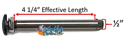 Quick Release AXLES for Wheelchairs-Big Round Black Button. Choose Your Size (1/2" X 4 1/4")
