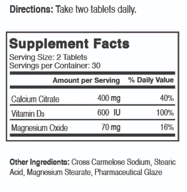 Orku Metabolic Calcium Pills β’ 400mg Serving of Calcium Citrate with Vitamin D & Magnesium β’ Non-Chewable Unflavored Tablets