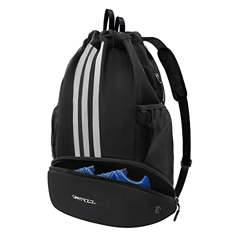 ONTYZZ Drawstring Sports Backpack Soccer Backpack Gym Bag Backpack Multifunctional Bag with Shoe Compartment Yoga Swim Beach Bag with Dry-wet Separate