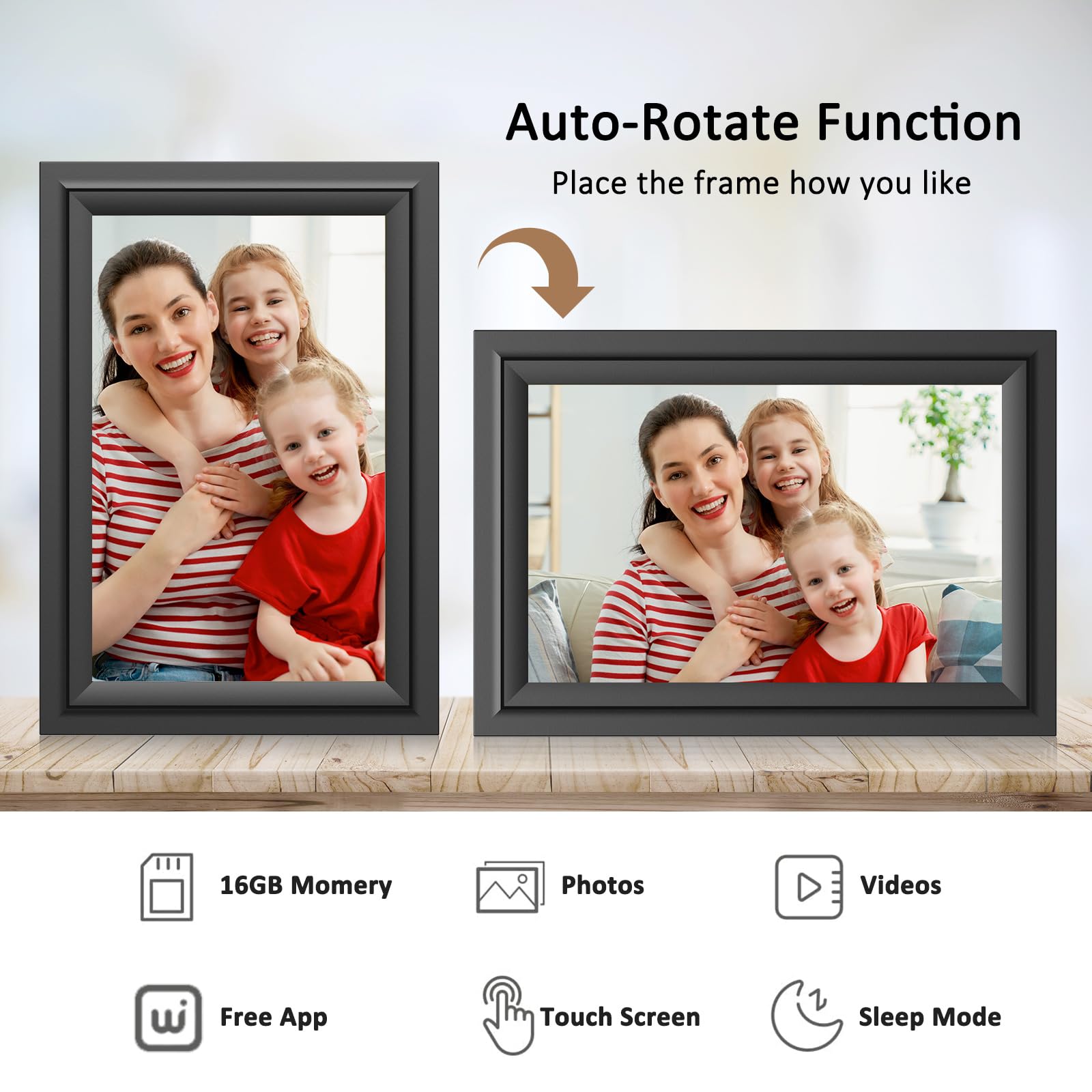 SAMMIX Digital Picture Frame, 10.1 Inch WiFi Digital Photo Frame, IPS HD Touch Screen Electronic Picture Frame, 16GB Storage, Slideshow, Auto-Rotate, Easy Setup to Share Photos and Video with APP