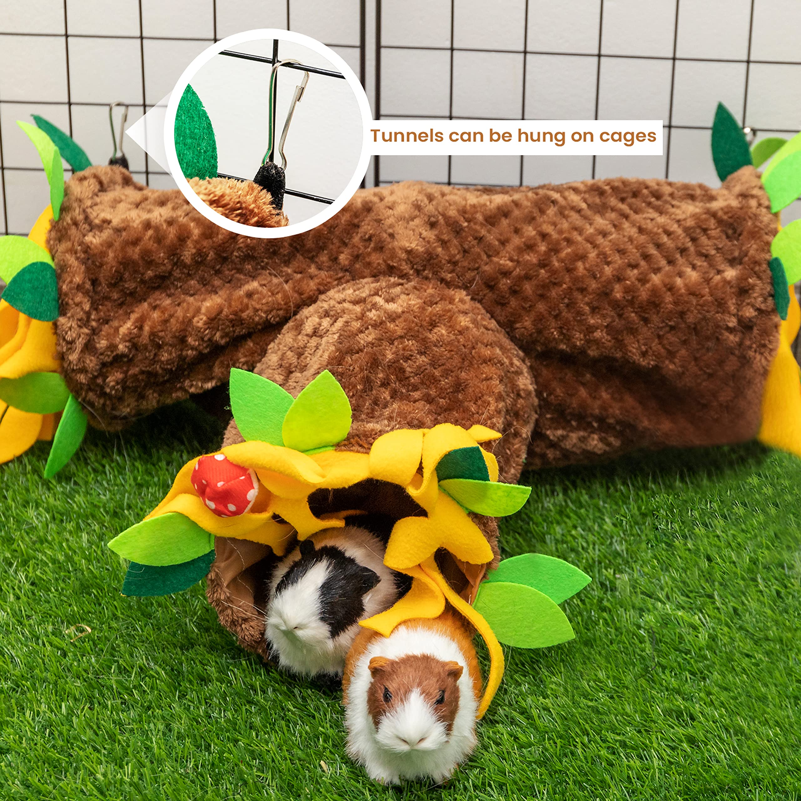 ORZECHKO Guinea Pig Hideout - 3 Way Collapsible Small Animal Tunnel Tubes Toy for Rat Hamster Guinea Pig Hedgehog Chinchilla Lizard Baby Rabbit - Playing Sleeping Resting Guinea Pig Cage Accessories