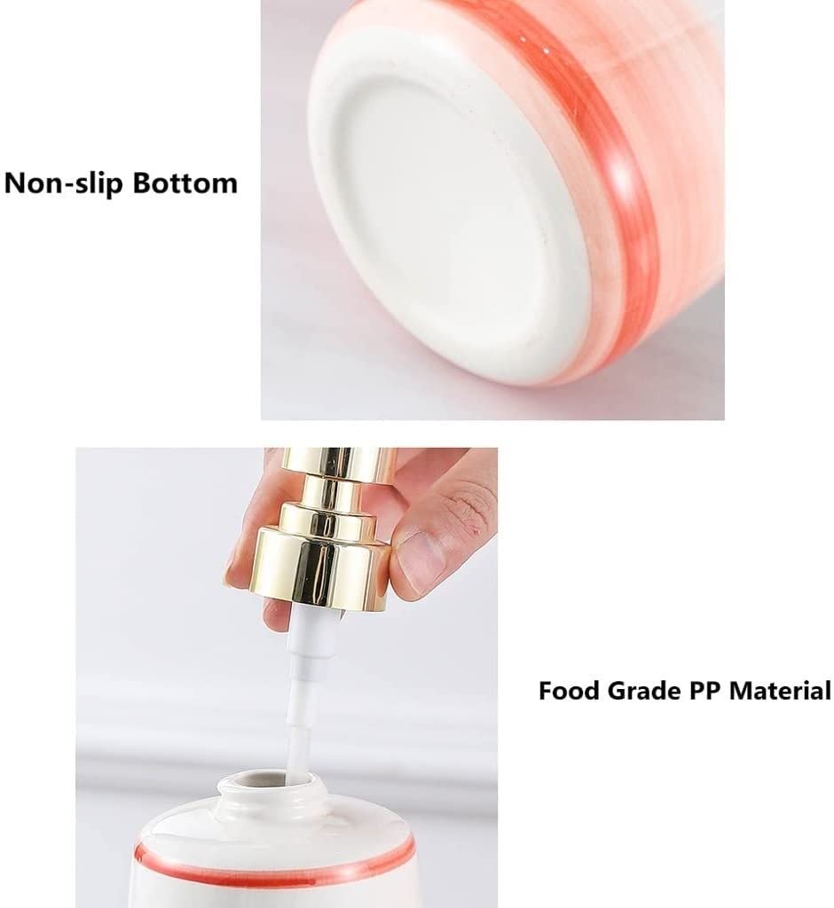 Soap Dispenser Soap Dispensers 3 Pack Ceramic Soap Dispenser Set with Ceramic Tray Strawberry Pump Dispenser Bottles 400ml/13.5 oz Bathroom