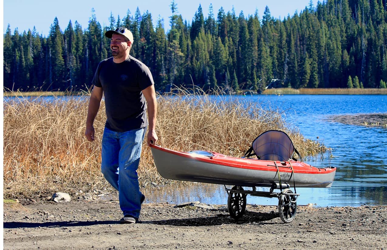 Suspenz Kayak Canoe Transport Cart, All-Terrain Super Duty Trolley Carrier with No-Flat Airless Wheels and Kickstand, 300 lb Load Capacity, Black (22-9908)