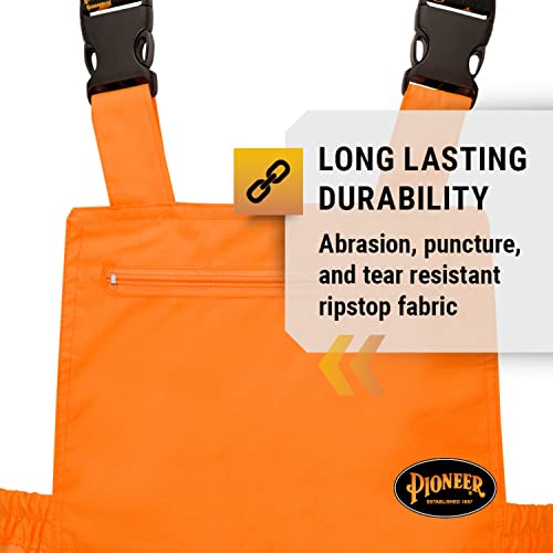 Pioneer Ripstop High Visibility Bib Pant - Safety Rain Gear โ Hi Vis, Waterproof, Reflective, Work Overalls for Men โ Orange, Yellow/Green