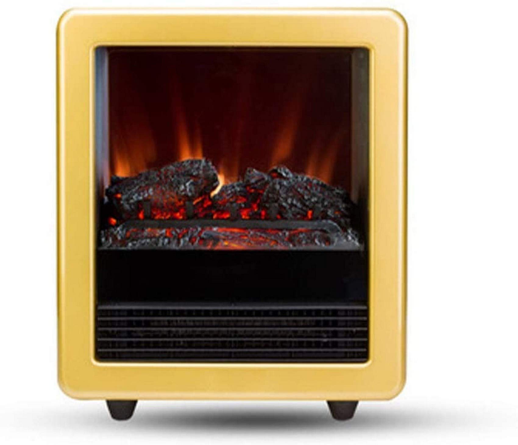 OQHAIR Electric Fireplace Heater 2000W with Adjustable tat Control and fire Flame Effect Portable Electric Wood Stove Effect red (White) (Gold) (Gold)