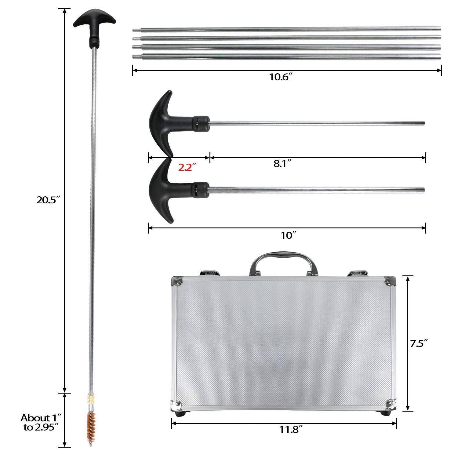 Sutekus Universal Gun Cleaning Kit Shotgun Pistol Rifle Cleaner Kit with Aluminum Case