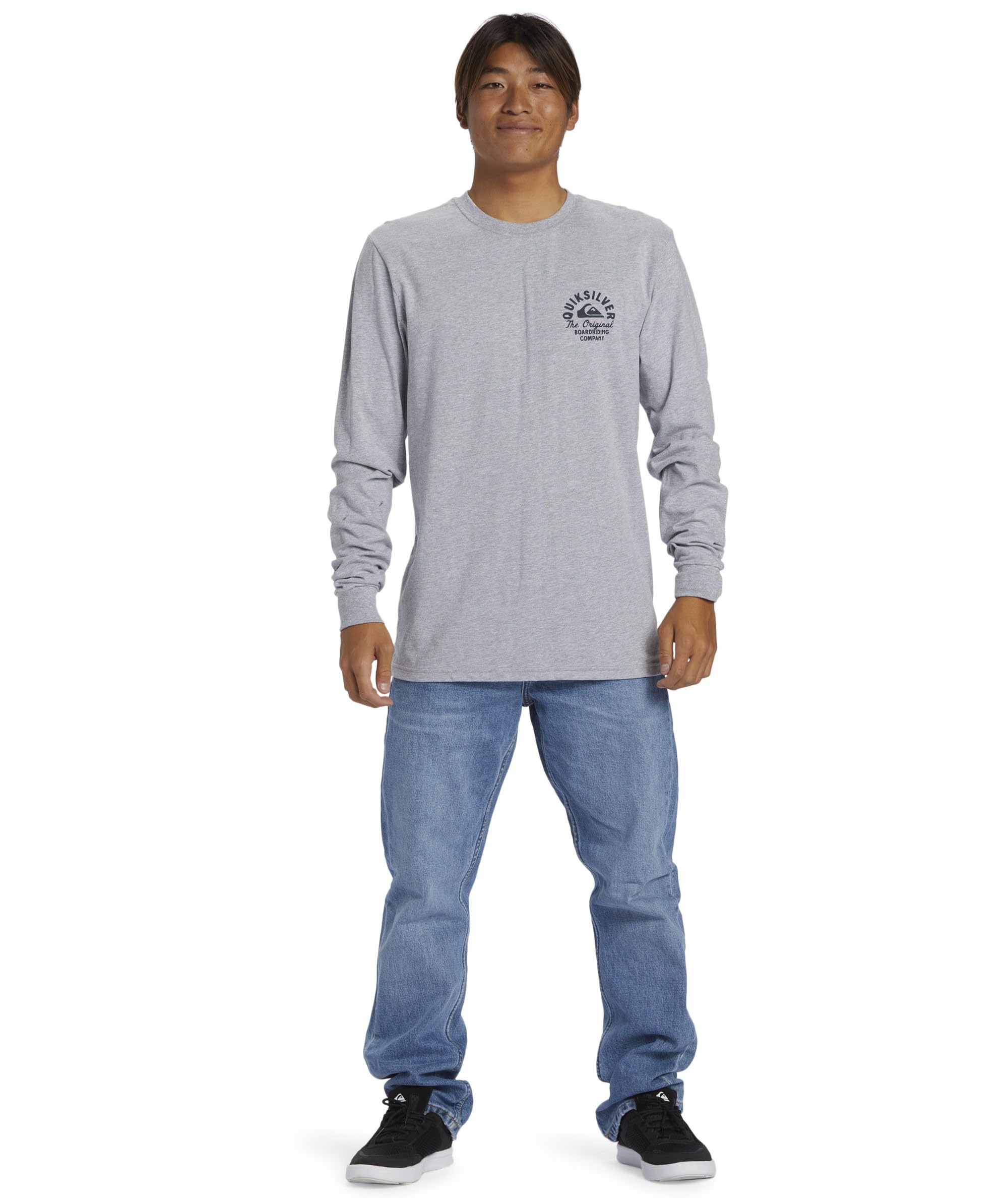 Quiksilver Men's Circled Script Long Sleeve Tee Shirt, Athletic Heather 233