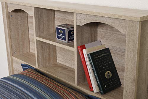 OS Home and Office Furniture Model 41109 Twin Sized Bed with Bookcase Headboard and Two Underbed Drawers Platform, Single, Sand