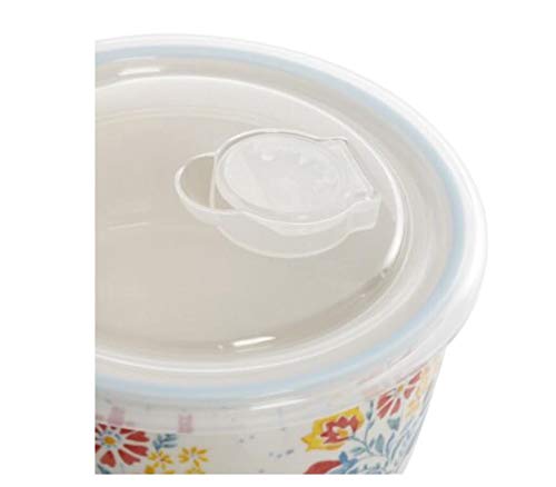 The Pioneer Woman Mazie 6-Piece Round Ceramic Nesting Bowl Set with Build-In Steam Release,15.5 ounce