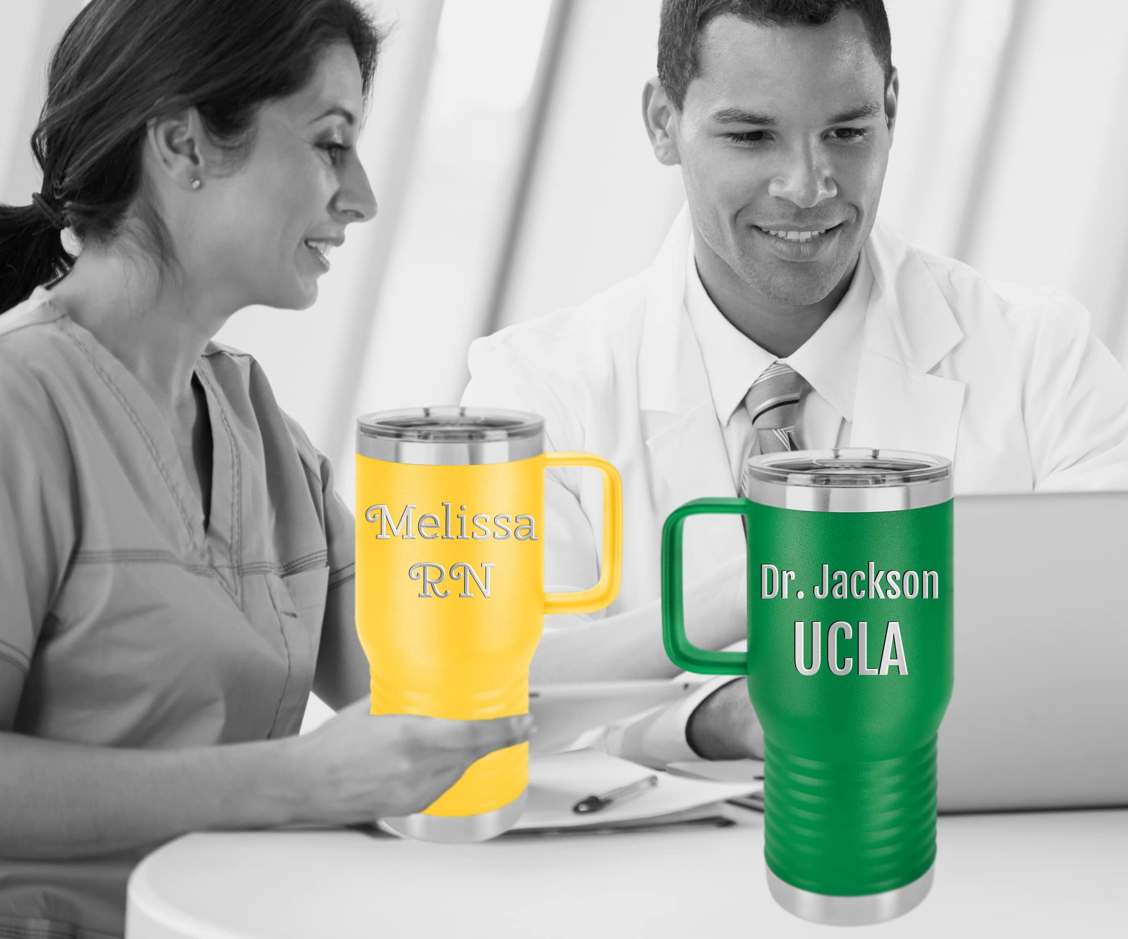 Polar Camel Personalized Tumblers with Slide Lid and Straw, Name Engraved Customized Cups, Stainless Steel Vacuum Insulated Travel Coffee Mugs - Women, Men Birthday Gift (Yellow, 20 oz)