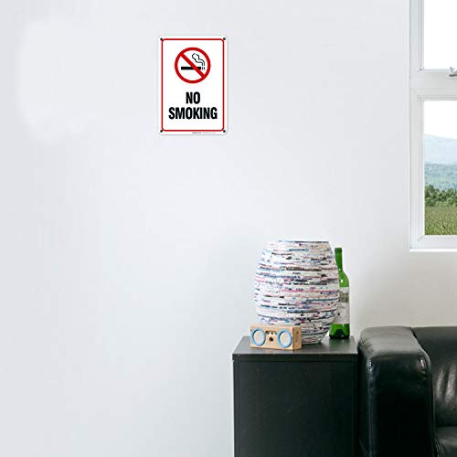 Sigo Signs - No Smoking Metal Sign, (4 Pack) 10x7 Inches, Rust Free .040 Aluminum, Fade Resistant, Made in USA