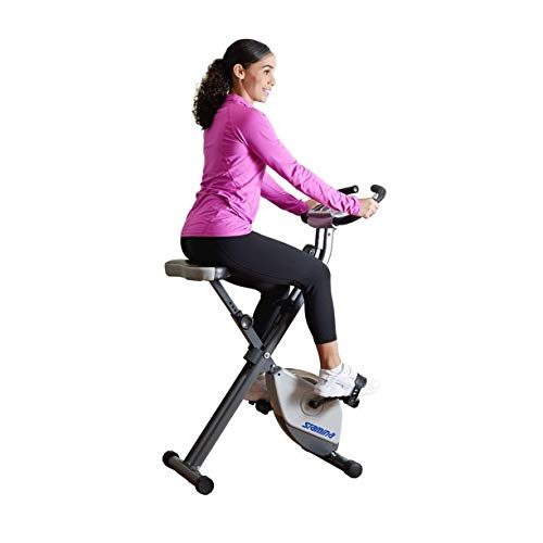 Stamina Cardio Folding Exercise Bike with Heart Rate Sensors and Extra Wide Padded Seat