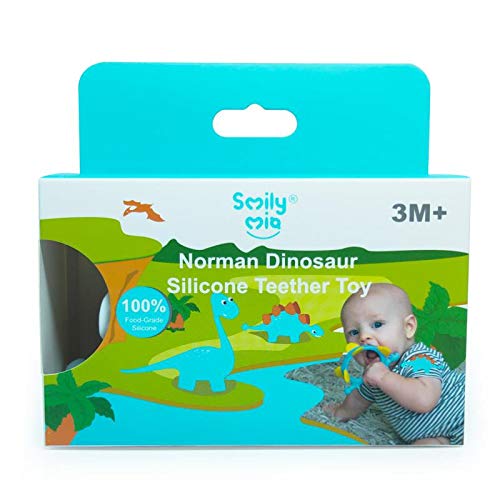 Smily Mia Norman The Dinosaur - Chimney Red, Soft & Durable Silicone Teether Toy/Gum Massager/Teething Bracelet for 3M+ Babies.