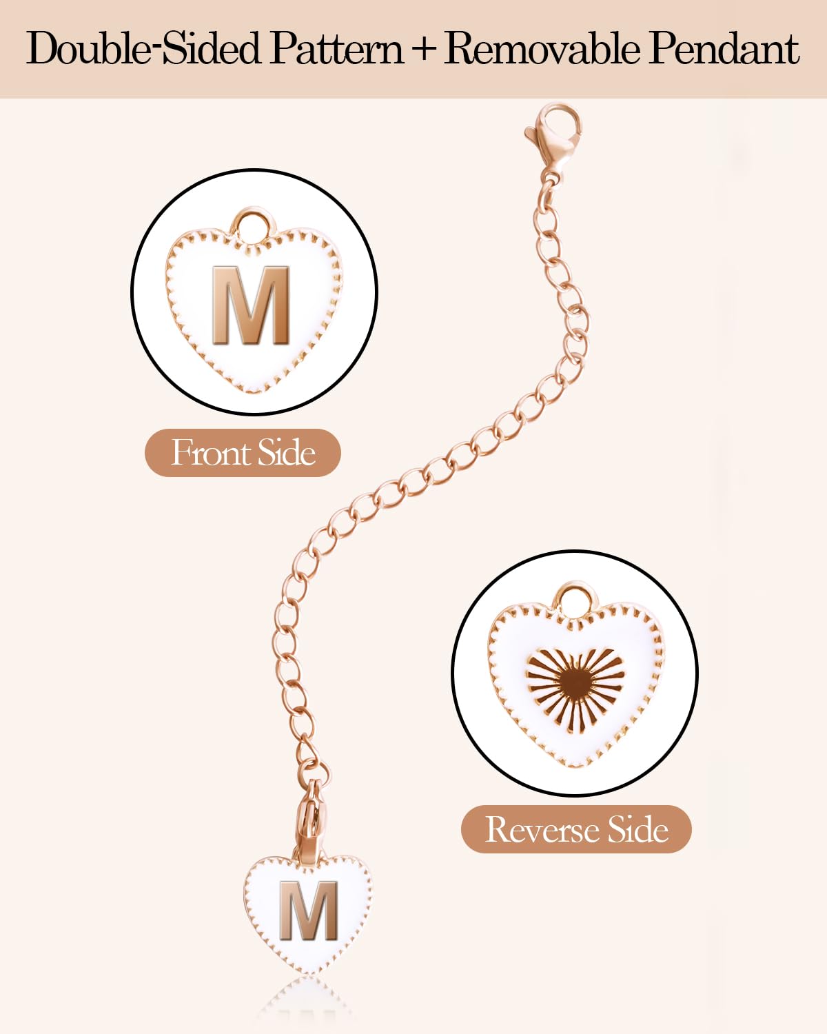 OriJoy Letter Charm Accessories for Stanley Cup, Name ID Letter Handle Charm For Stanley/Simple Modern Tumbler, Heart Shape Initial Identification Charms(M)