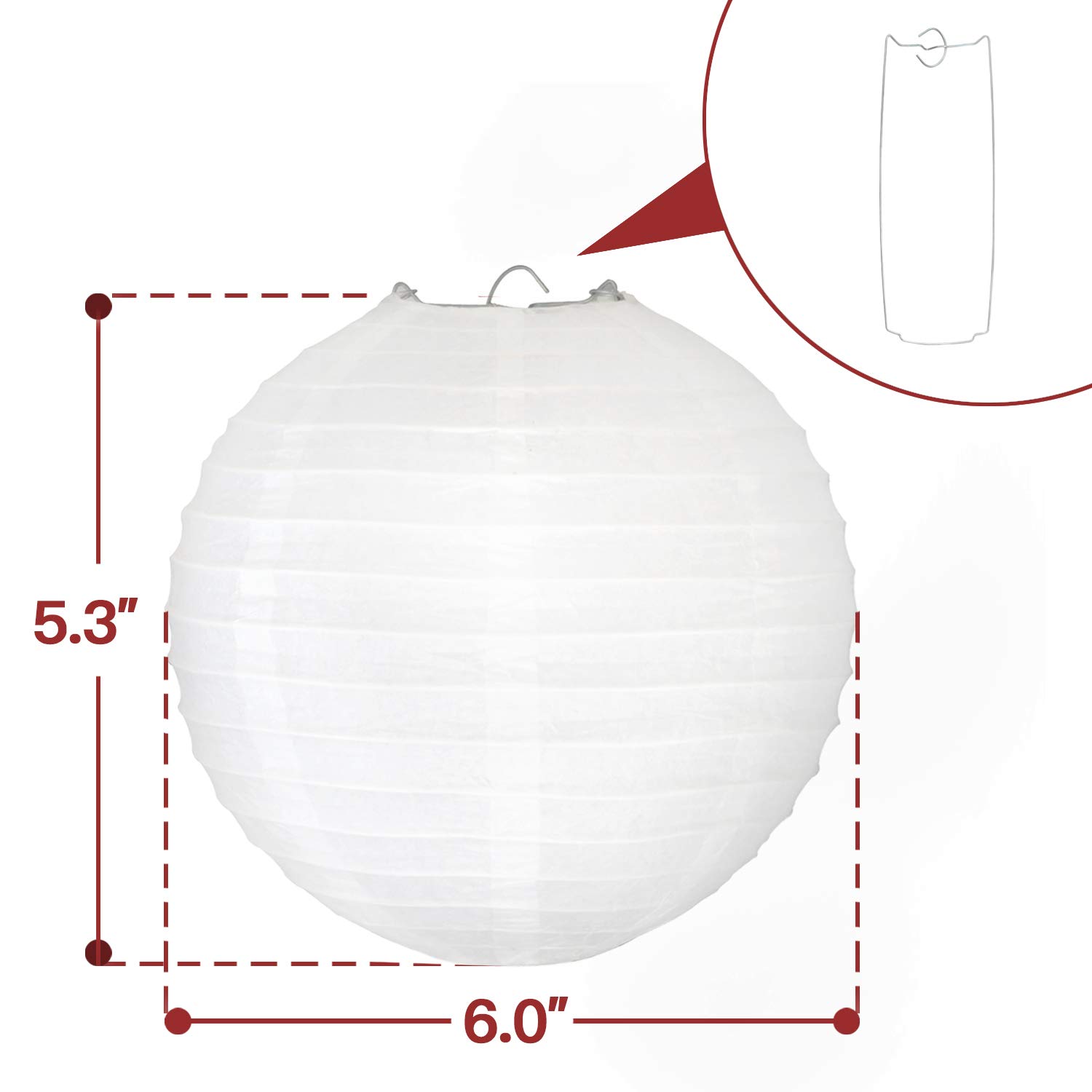 Novelty Place 6 inch White Paper Lanterns (Pack of 10) - Great Chinese/Japanese Home, Party & Wedding Decorations